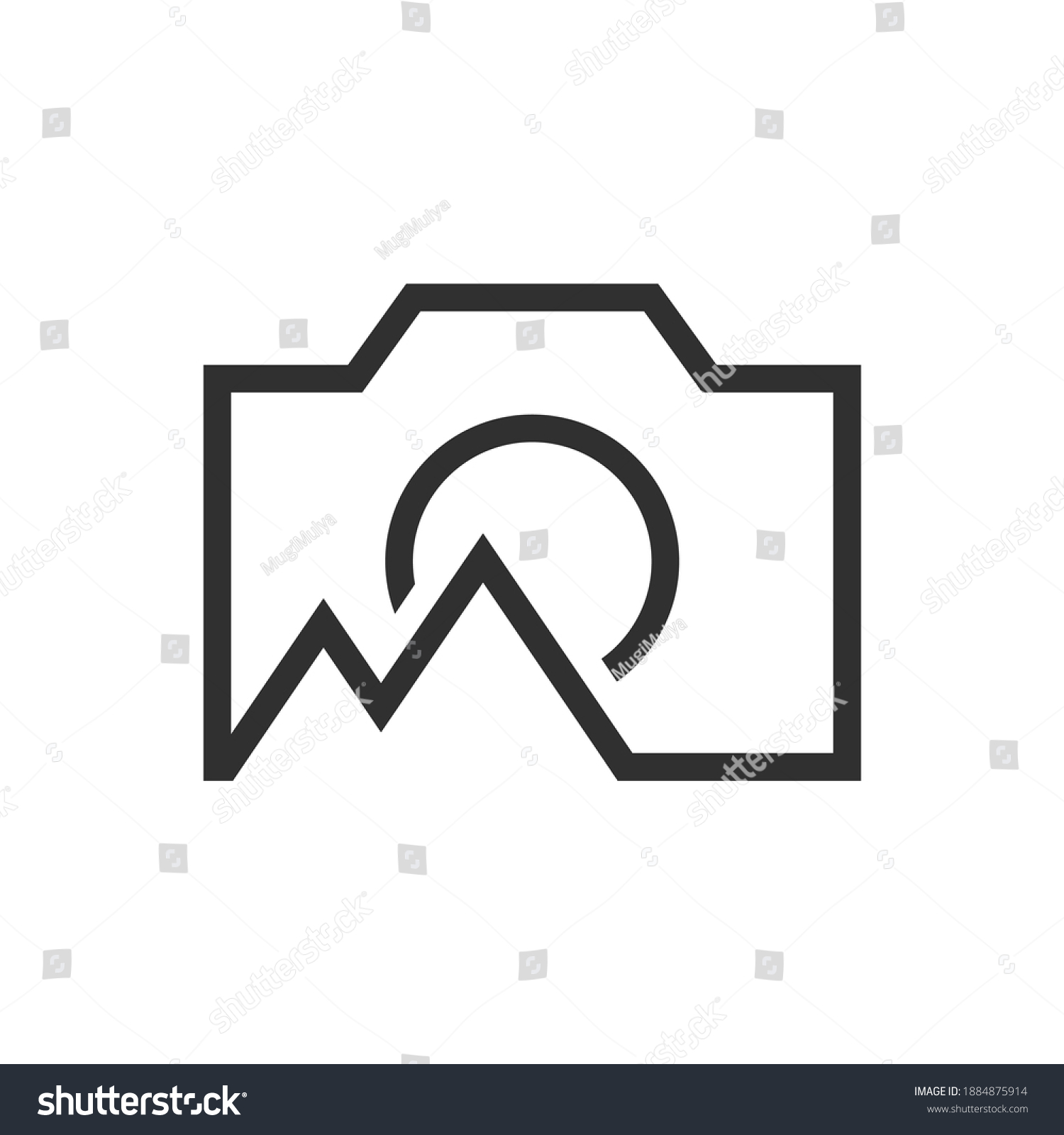 Camera Mountain Outline Vector Illustration Template Stock Vector ...