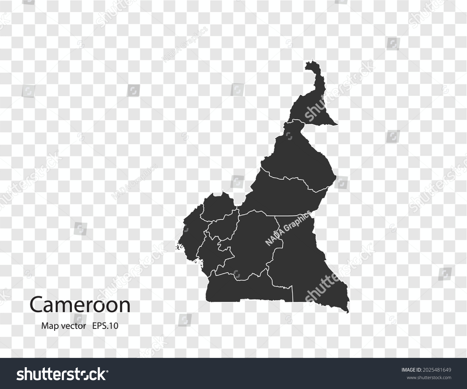 Cameroon Map Vector Isolated On Transparent Stock Vector (Royalty Free ...