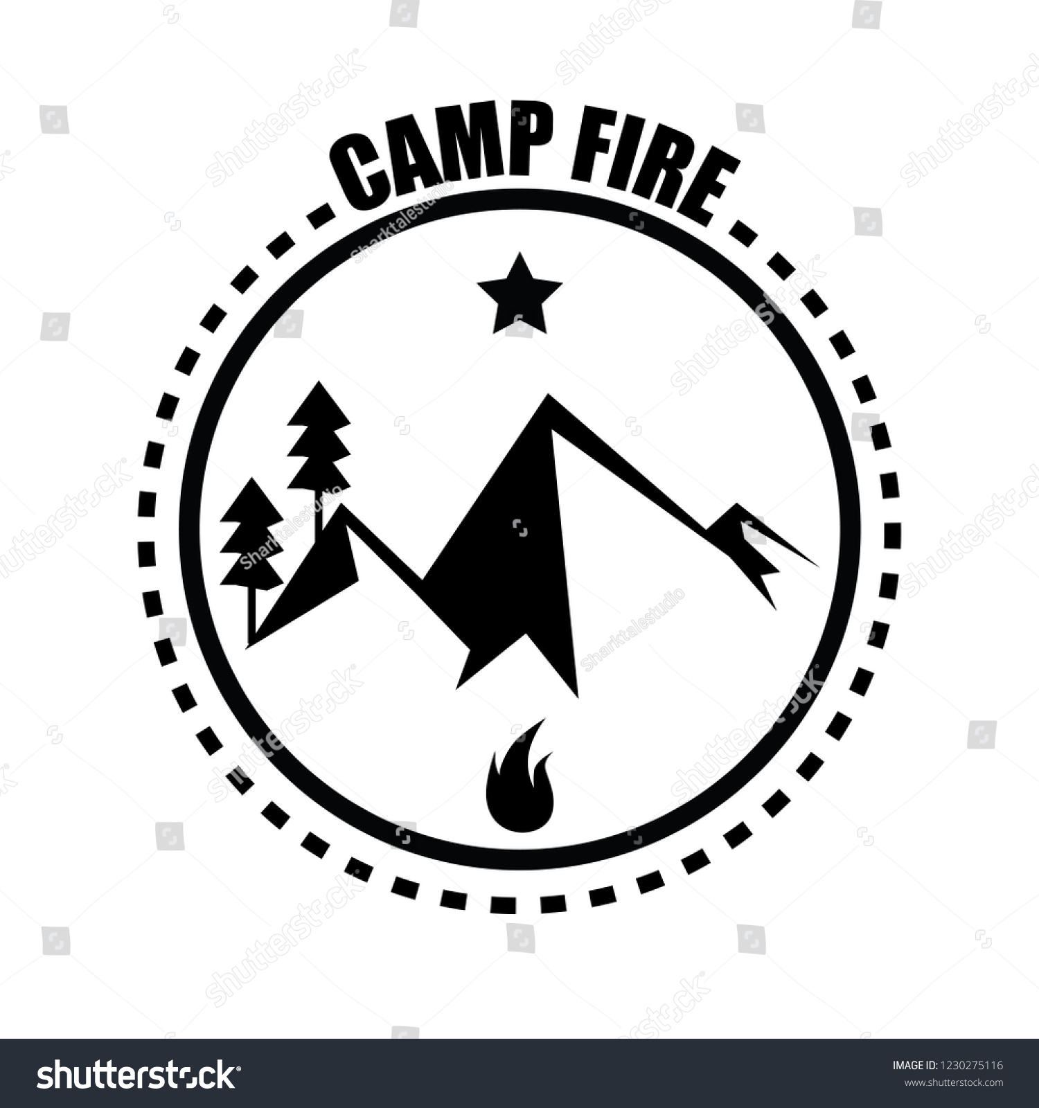Camp Fire Emblem Logo Design Vector Stock Vector (Royalty Free ...