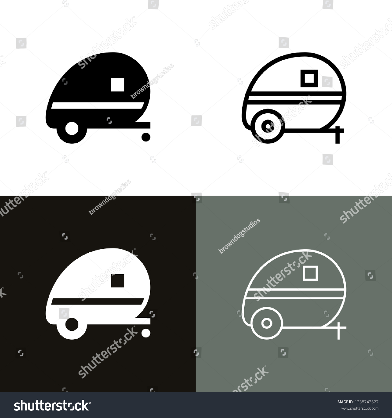 Camper Icon Set Stock Vector (Royalty Free) 1238743627