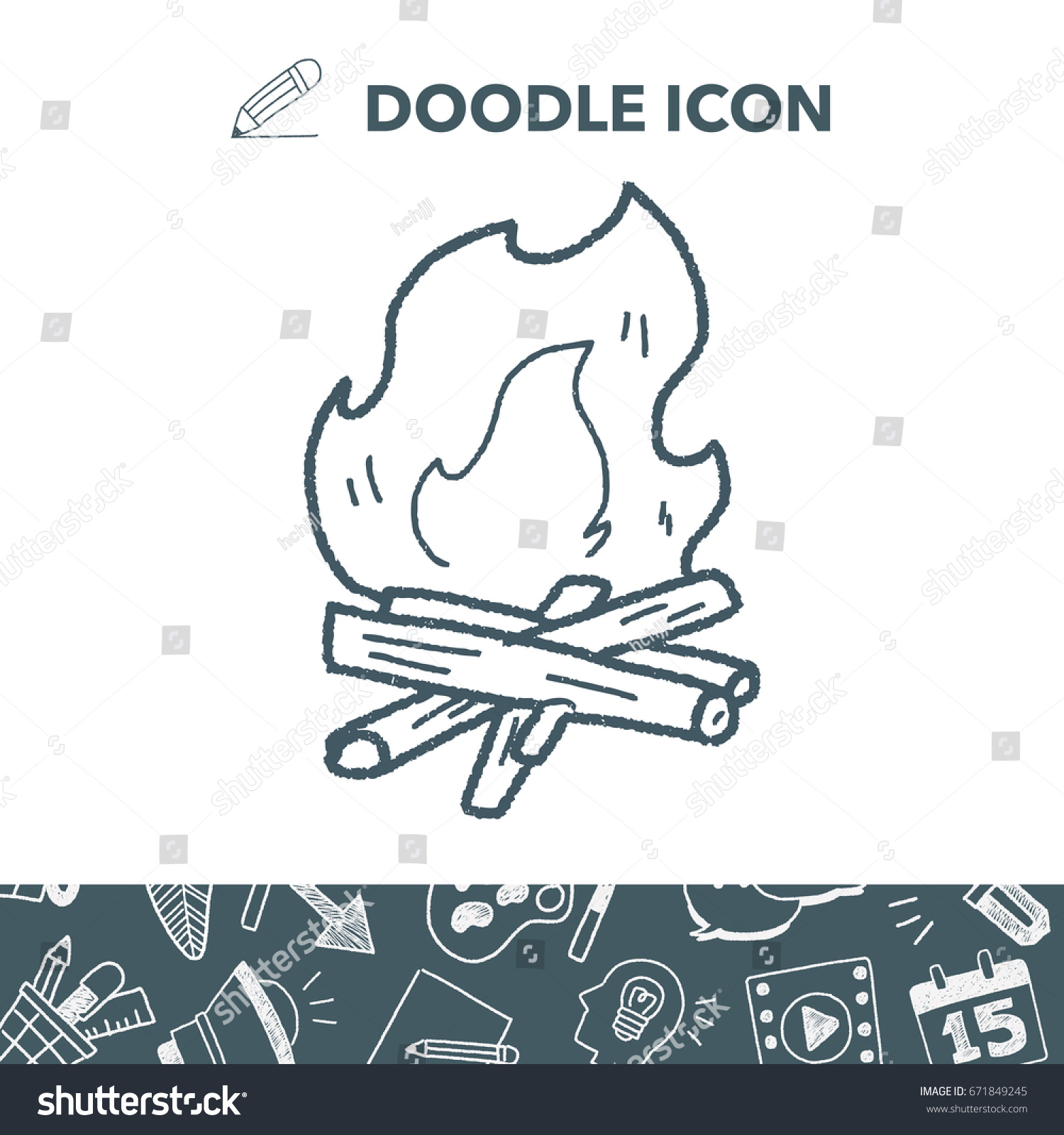 Campfire Doodle Stock Vector (Royalty Free) 671849245 | Shutterstock