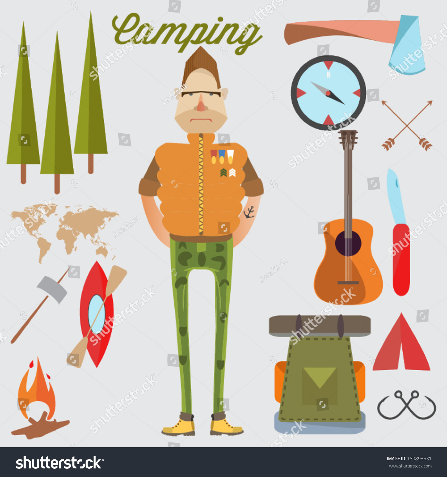 Camping Character Stock Vector 180898631 - Shutterstock