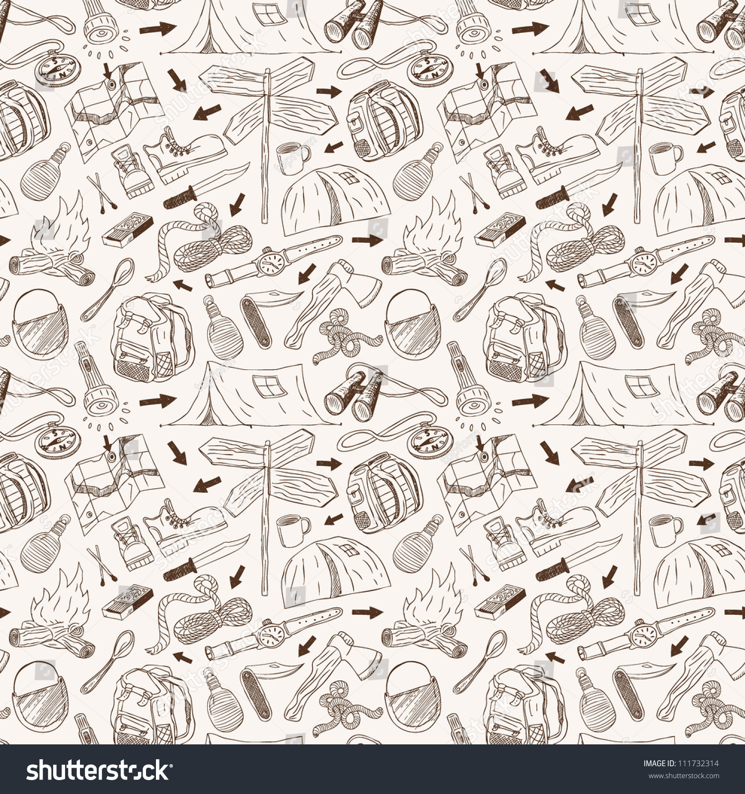 Camping Seamless Background Stock Vector (Royalty Free) 111732314