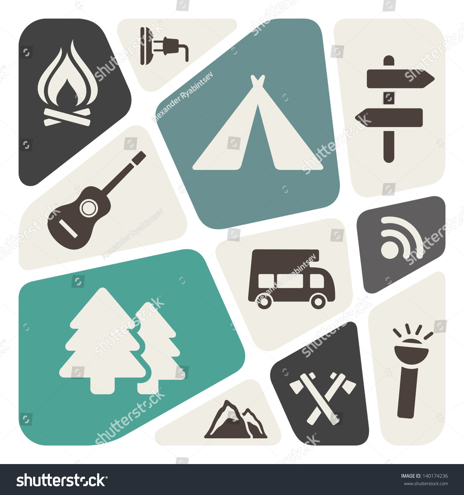Camping Theme Abstract Background Stock Vector (Royalty Free) 140174236
