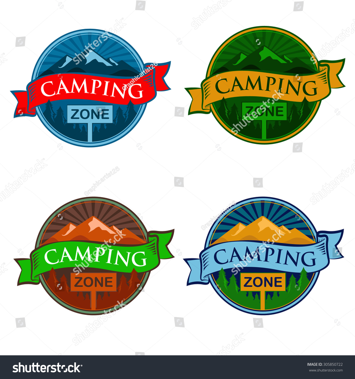 Camping Zone Sign Stock Vector (Royalty Free) 305850722 | Shutterstock