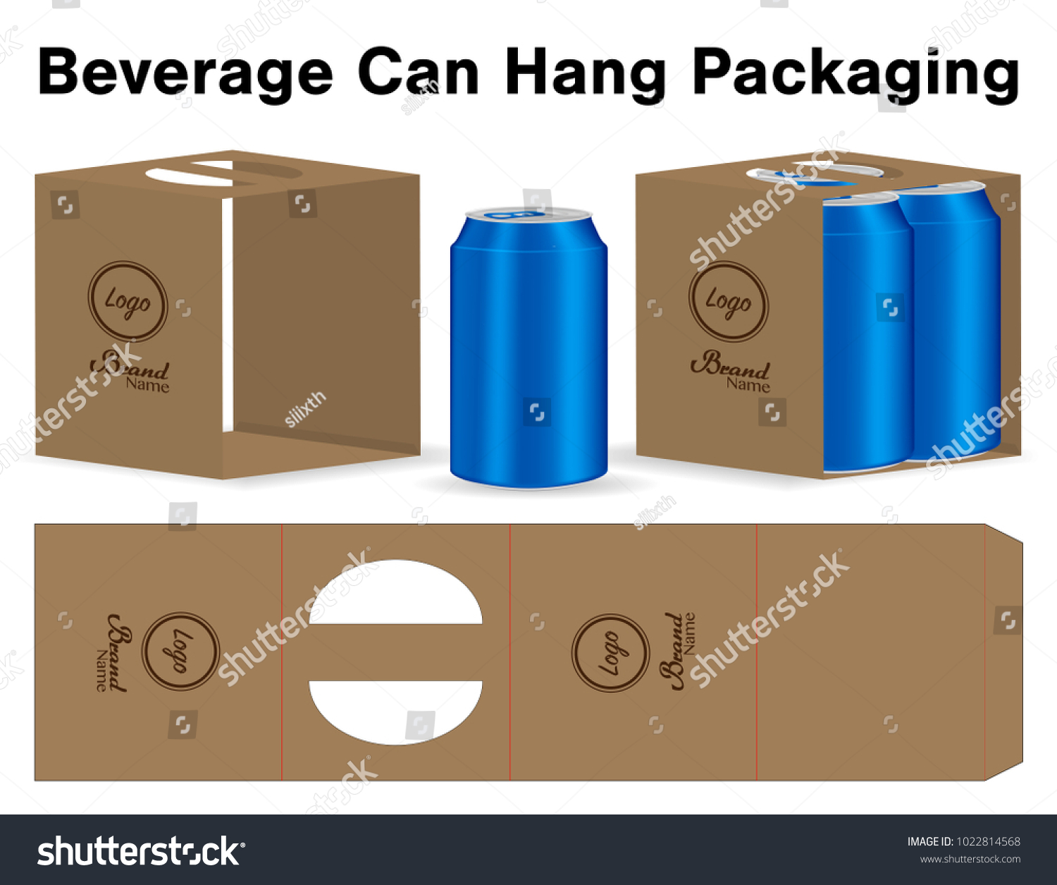 Can Packaging Die Cut Template 3d: vector de stock (libre de regalías ...