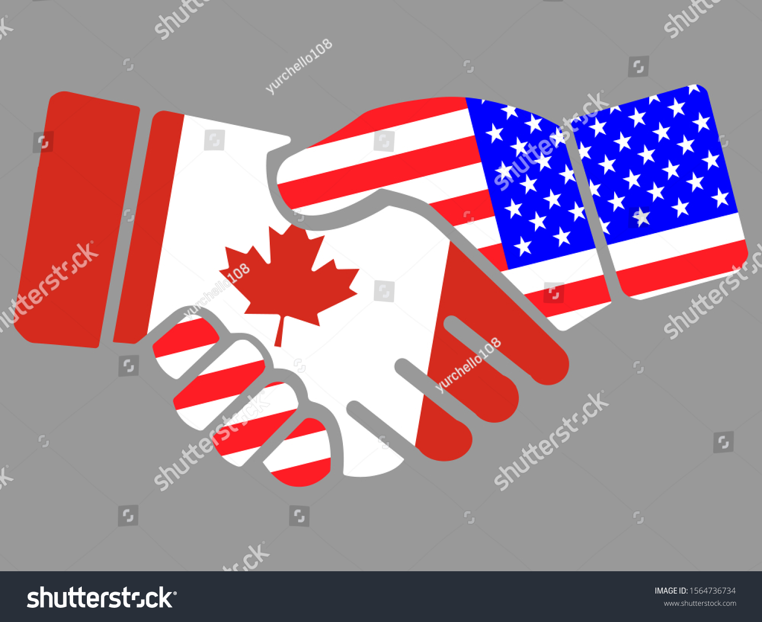 Canada Usa Flags Handshake Vector Stock Vector (Royalty Free) 1564736734