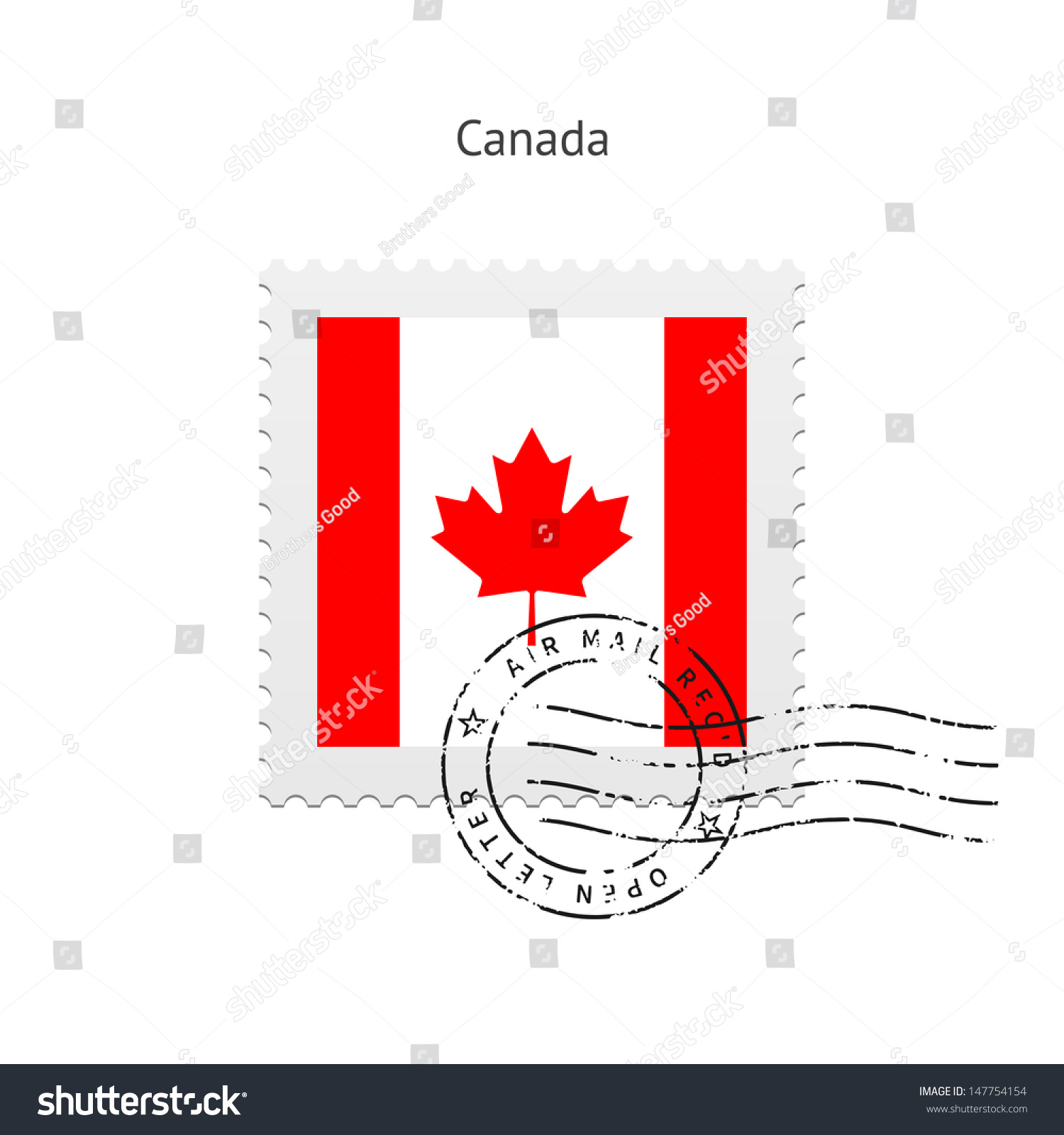 Canada Flag Postage Stamp On White Stock Vector (Royalty Free) 147754154