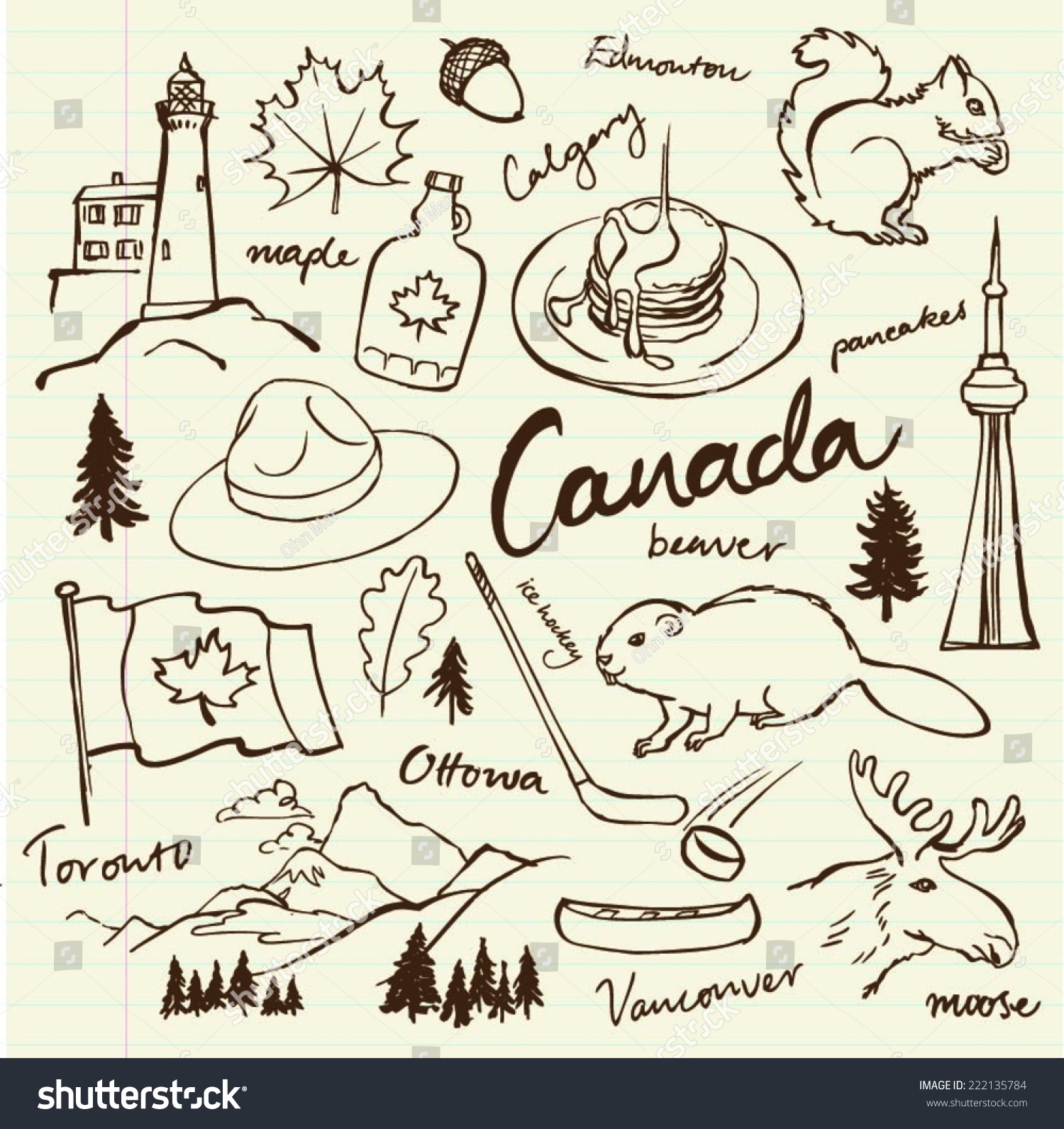 Canada Icon Vector Doodle Set Stock Vector 222135784 - Shutterstock