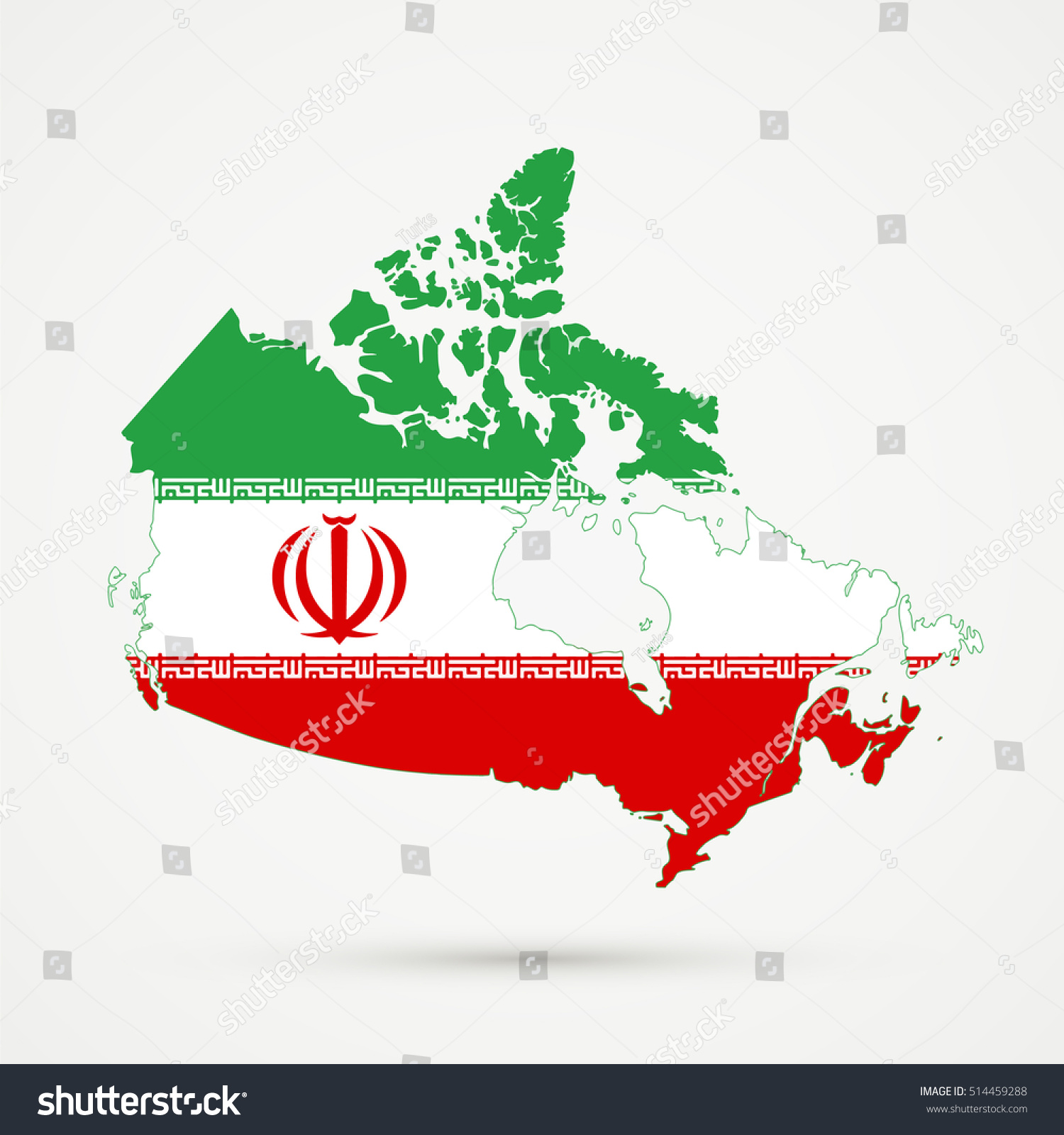 Canada Map Iran Flag Colors Editable Stock Vector (Royalty Free) 514459288