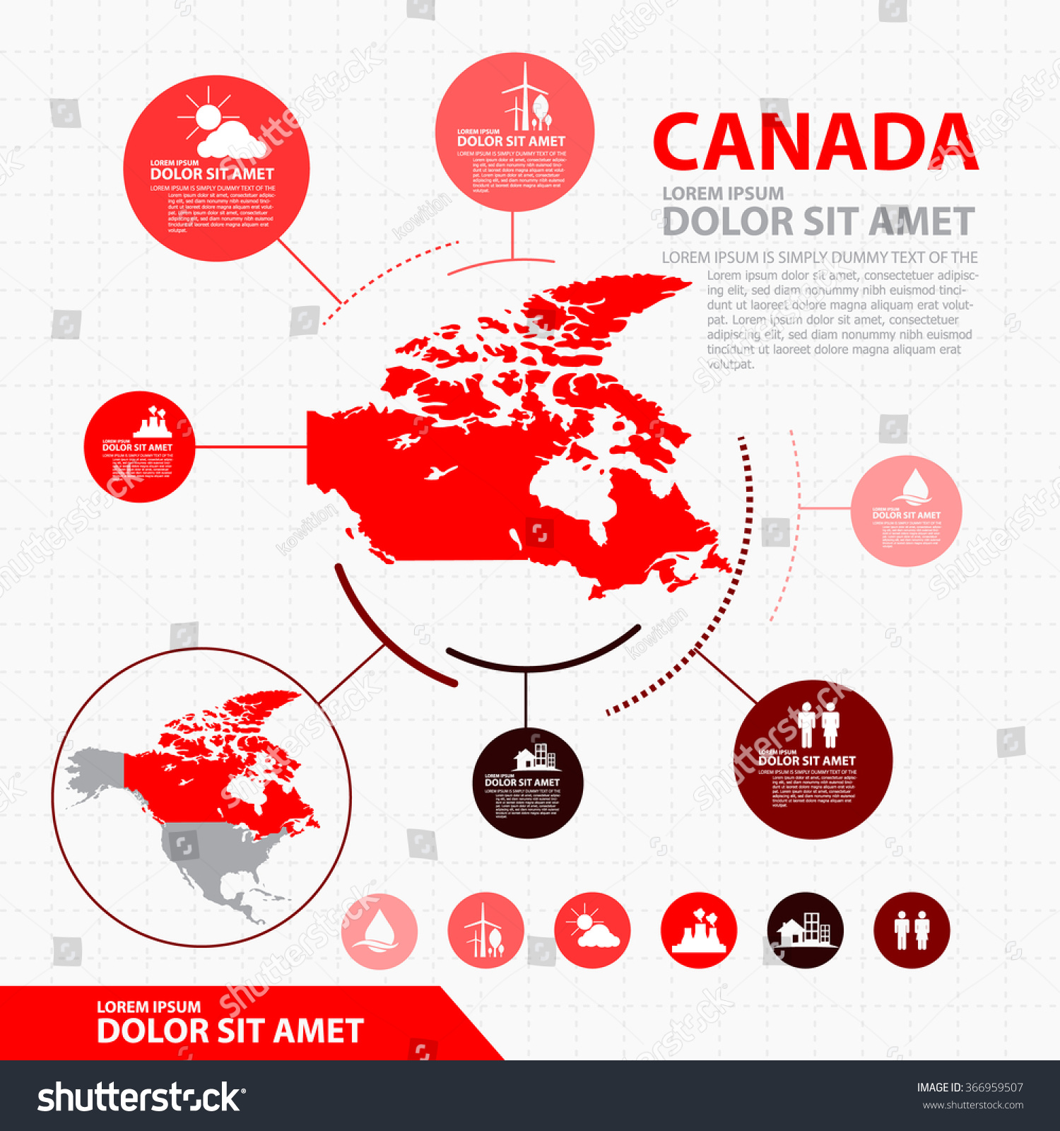 Canada Map Infographic Stock Vector (Royalty Free) 366959507
