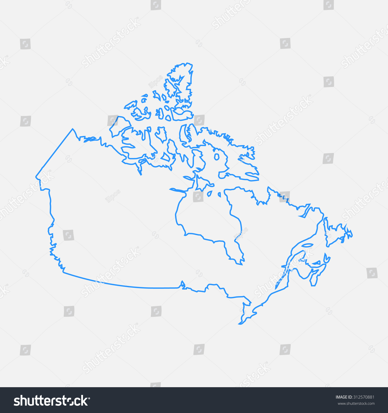 Canada Outline Map Stroke Line Style Stock Vector (Royalty Free) 312570881