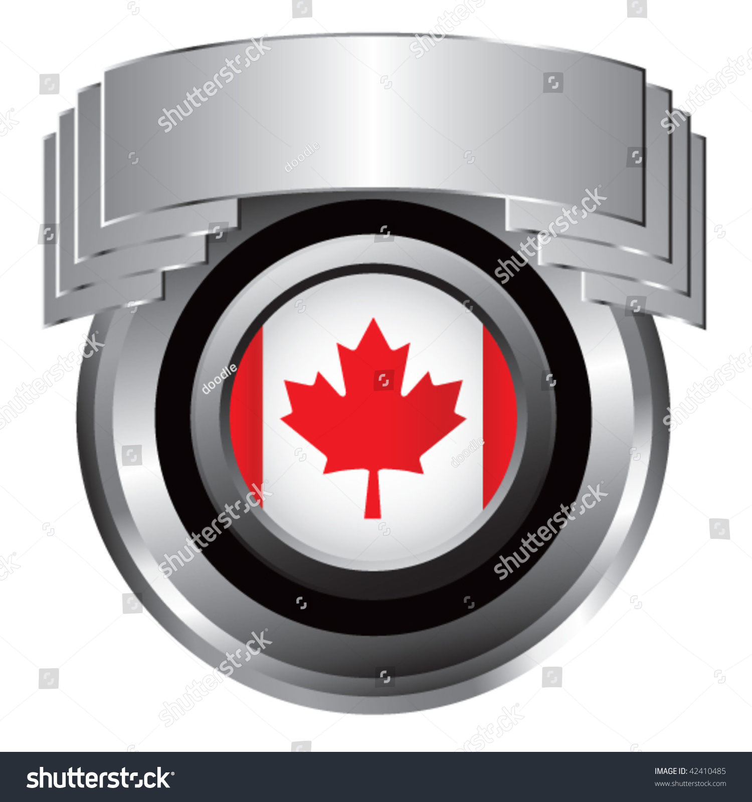 Canadian Flag Silver Crest Stock Vector (Royalty Free) 42410485