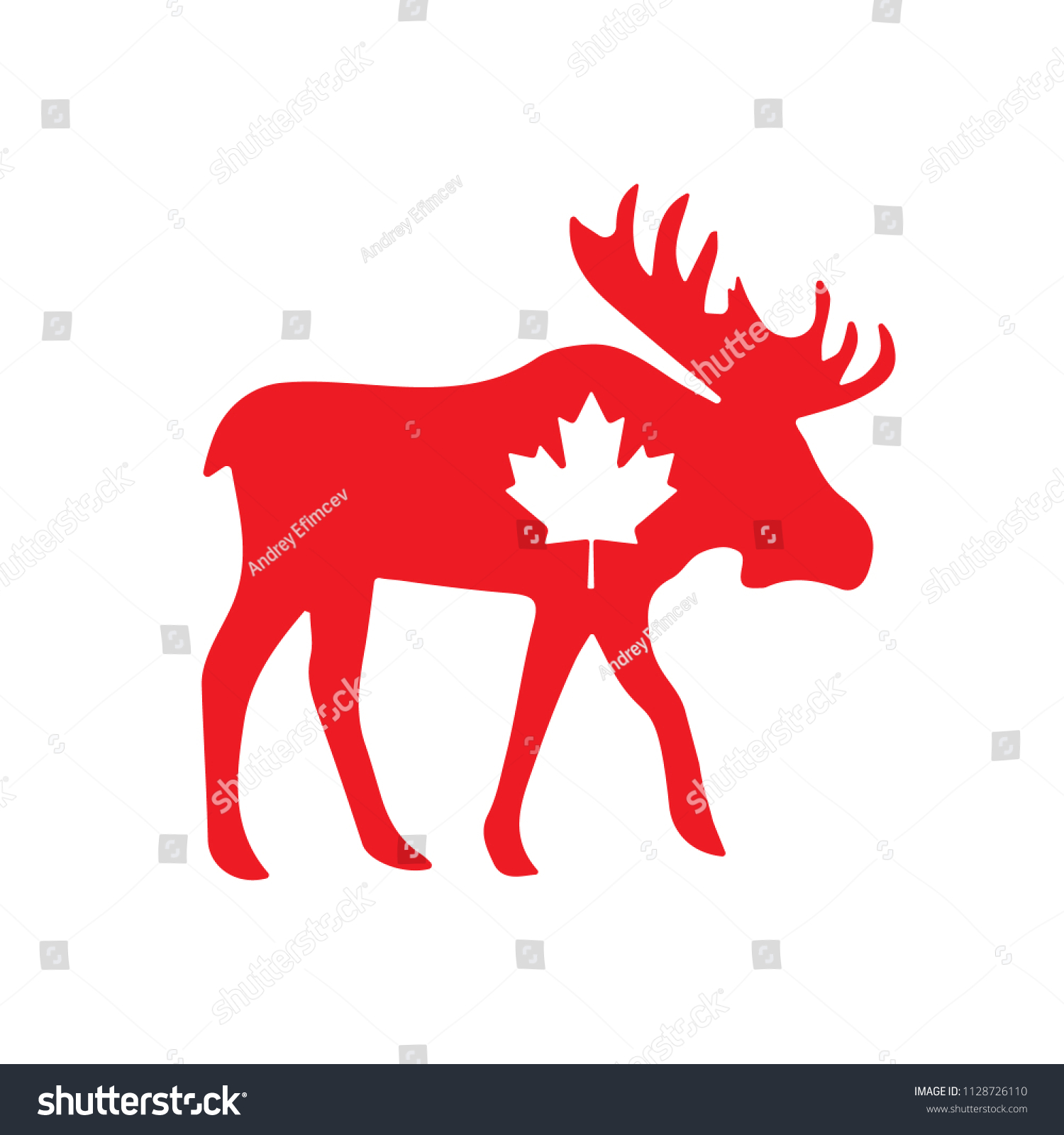Canadian Moose Maple Leaf Illustration Red Stock Vector (Royalty Free ...