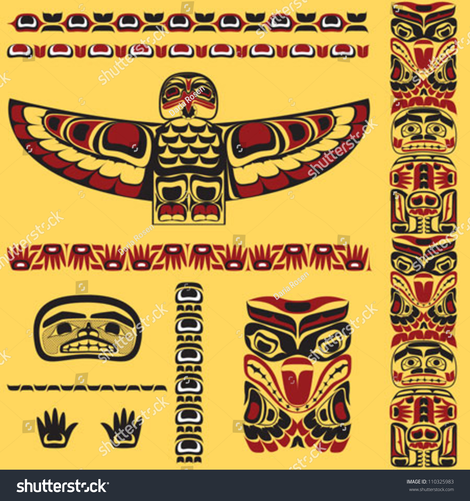Canadian Native Art Elements Vector Stock Vector (Royalty Free) 110325983