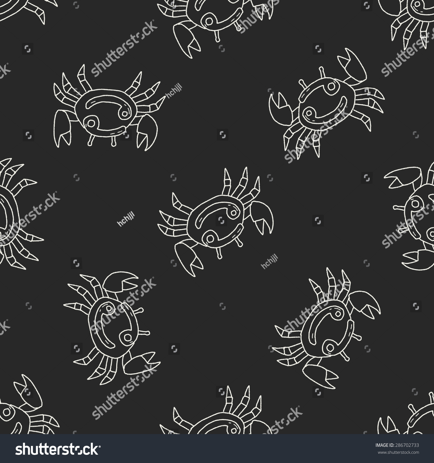 Cancer Constellation Doodle Seamless Pattern Background Stock Vector ...