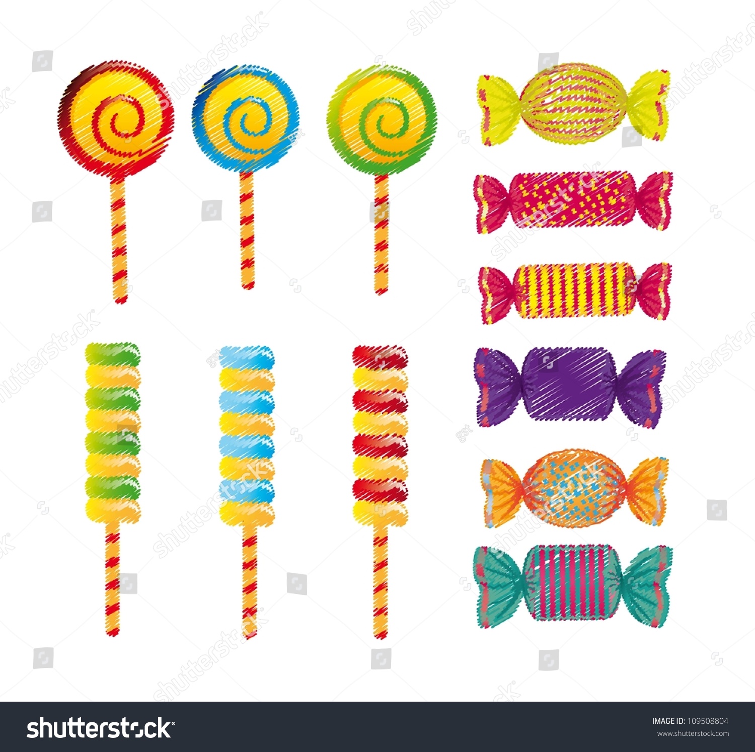 Candies Drawing Isolated Over White Background Stock Vector (Royalty ...
