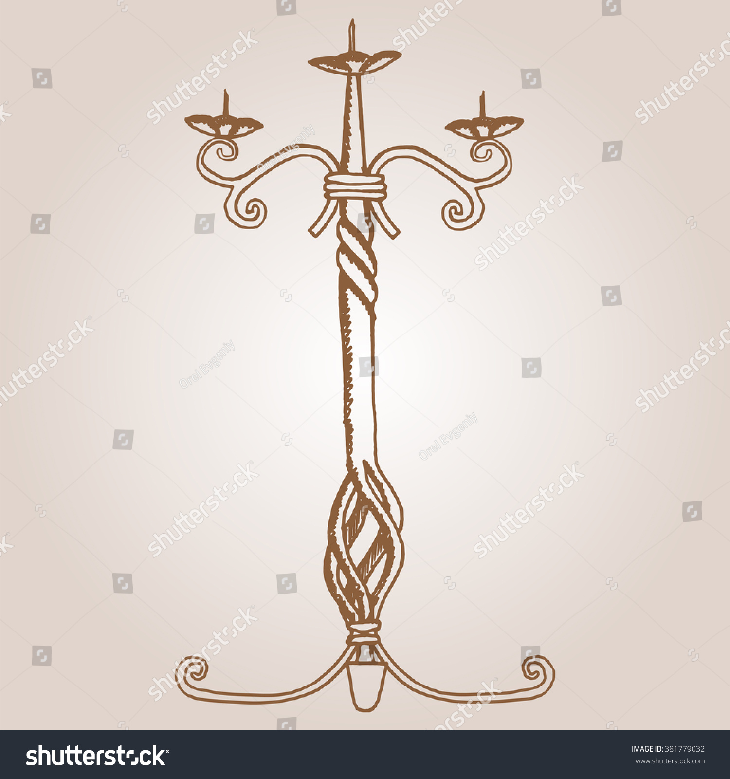 Candlestick Doodle Sketch Stock Vector (Royalty Free) 381779032