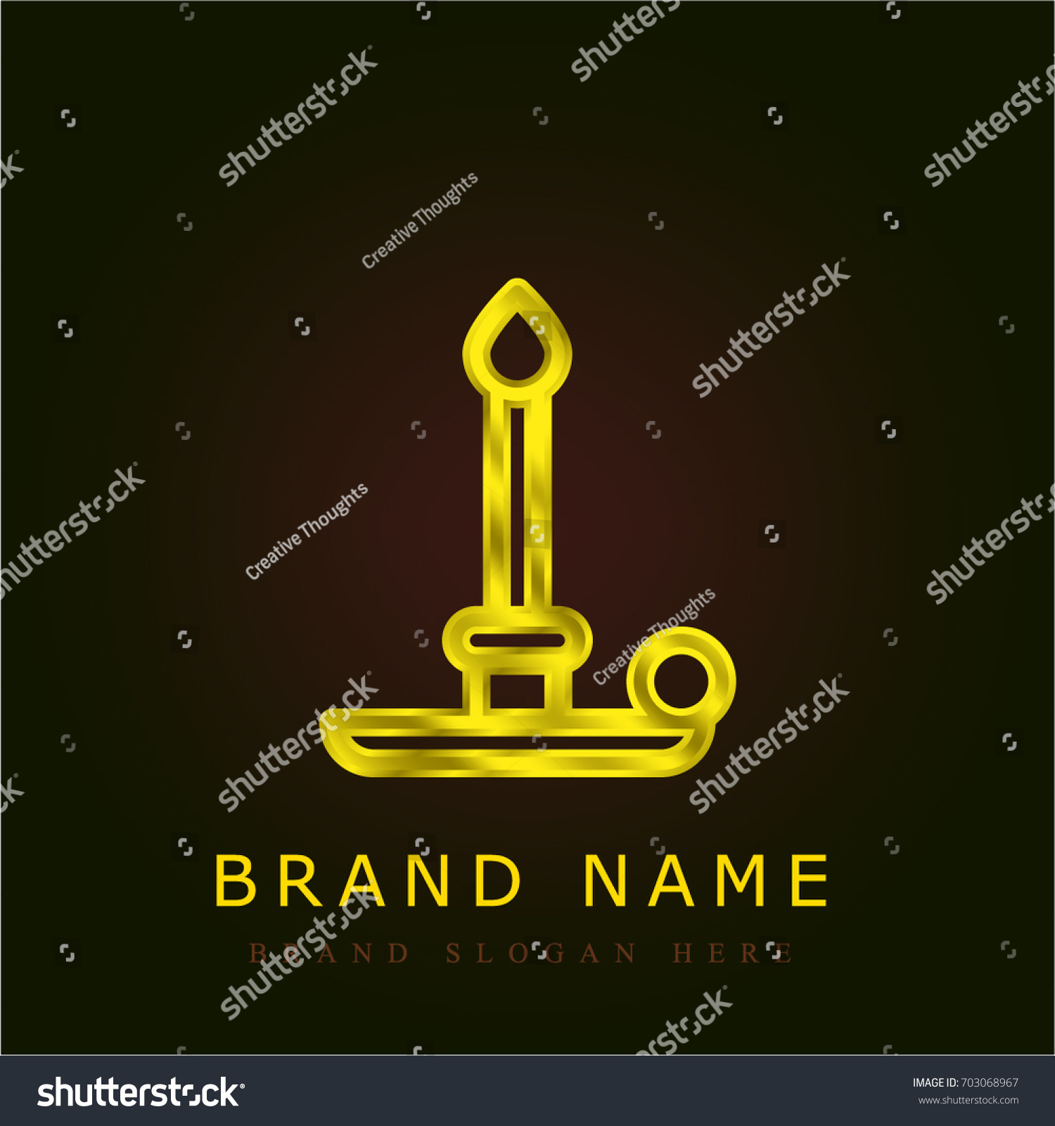 Candlestick Golden Metallic Logo Stock Vector (Royalty Free) 703068967 ...