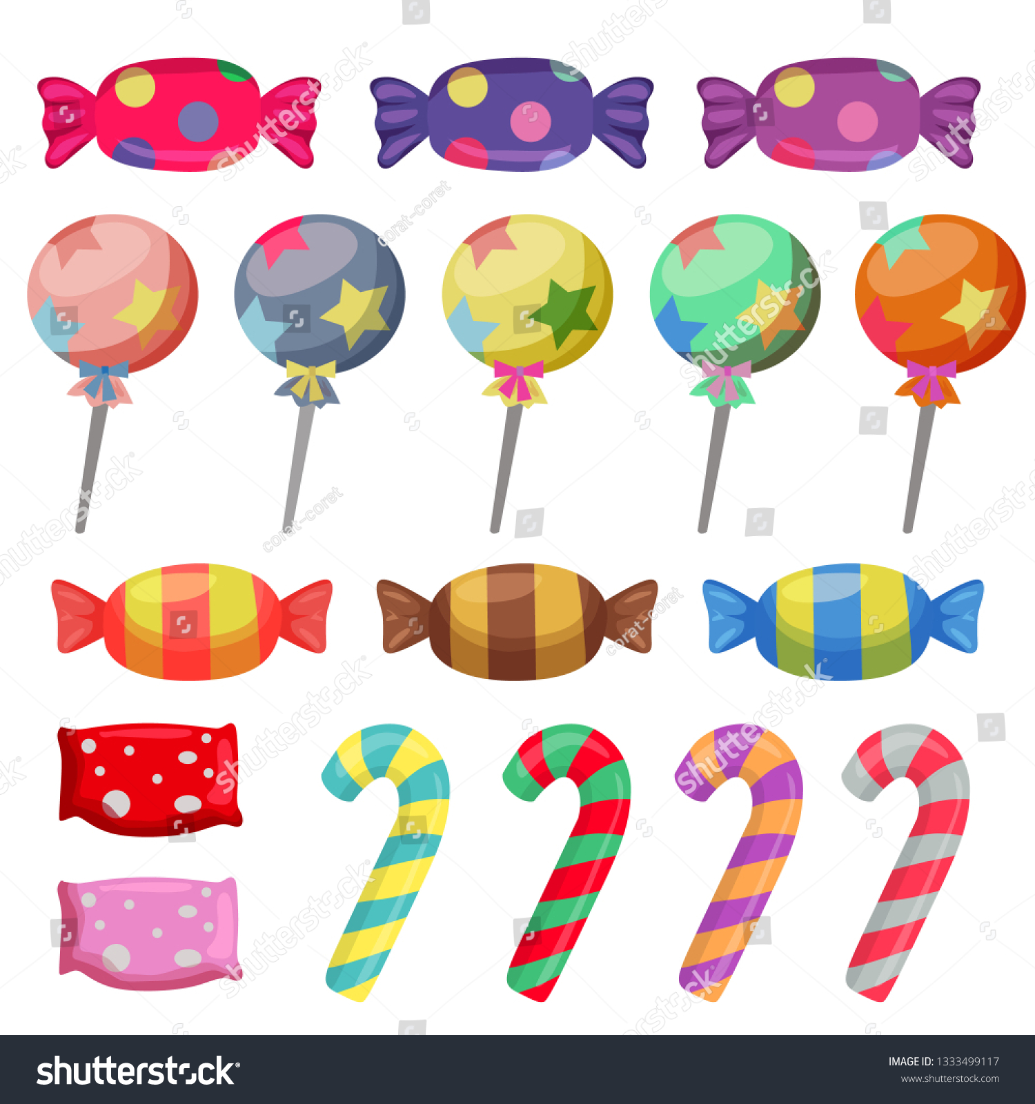 Candy Sweets Element Set Stock Vector (Royalty Free) 1333499117 ...