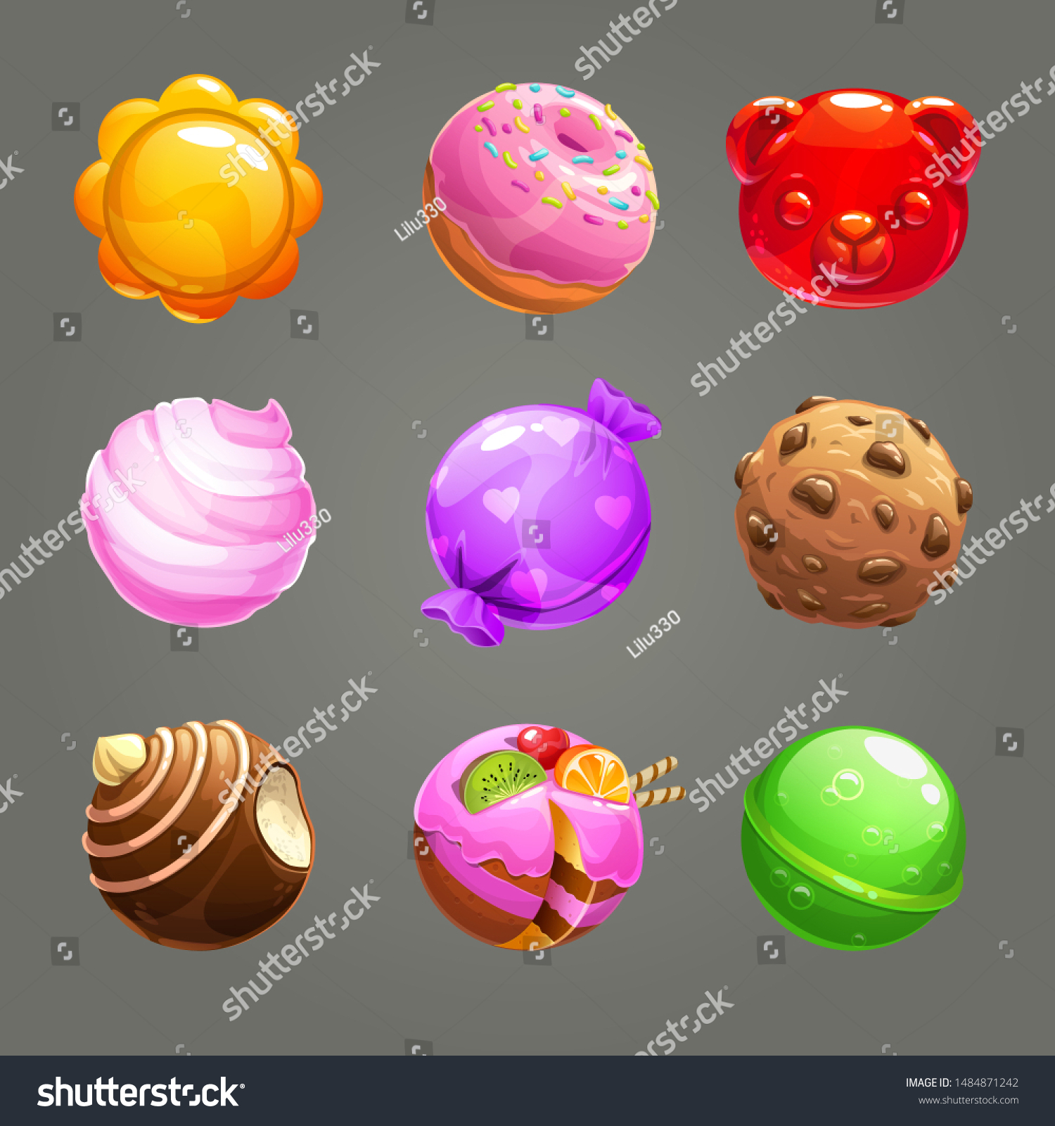 Candy Balls Set Round Sweet Assets Stock Vector (Royalty Free ...
