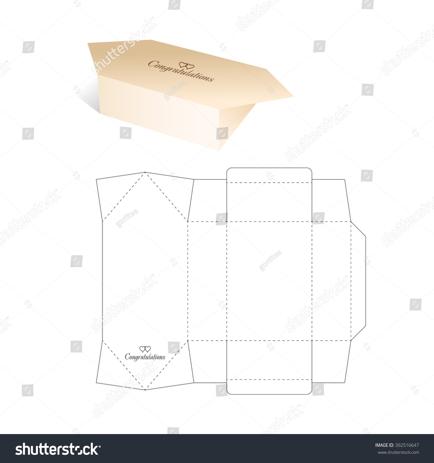Vektor Stok Candy Box Blueprint Template (Tanpa Royalti) 392516647 ...