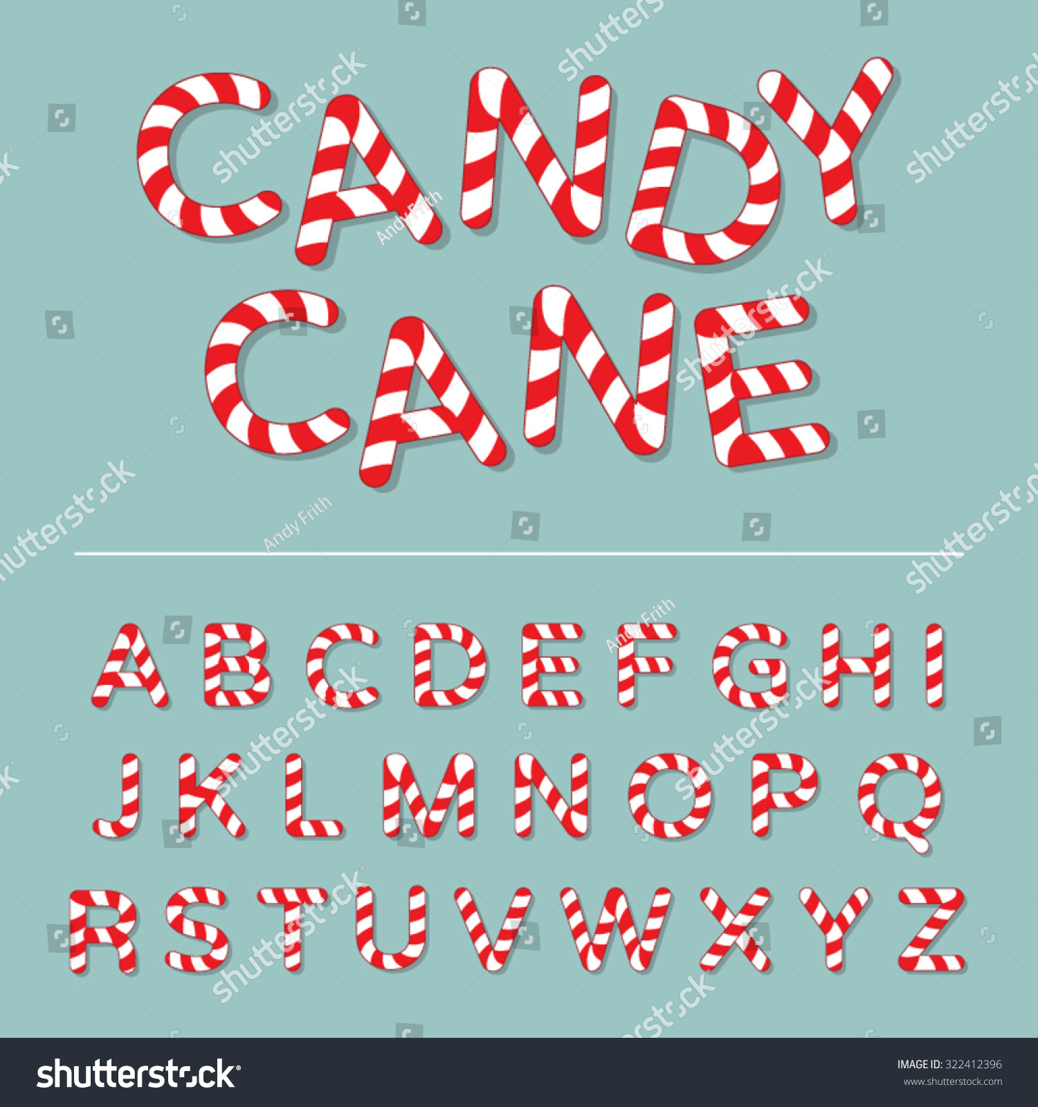 Candy Cane Alphabet Stock Vector (Royalty Free) 322412396