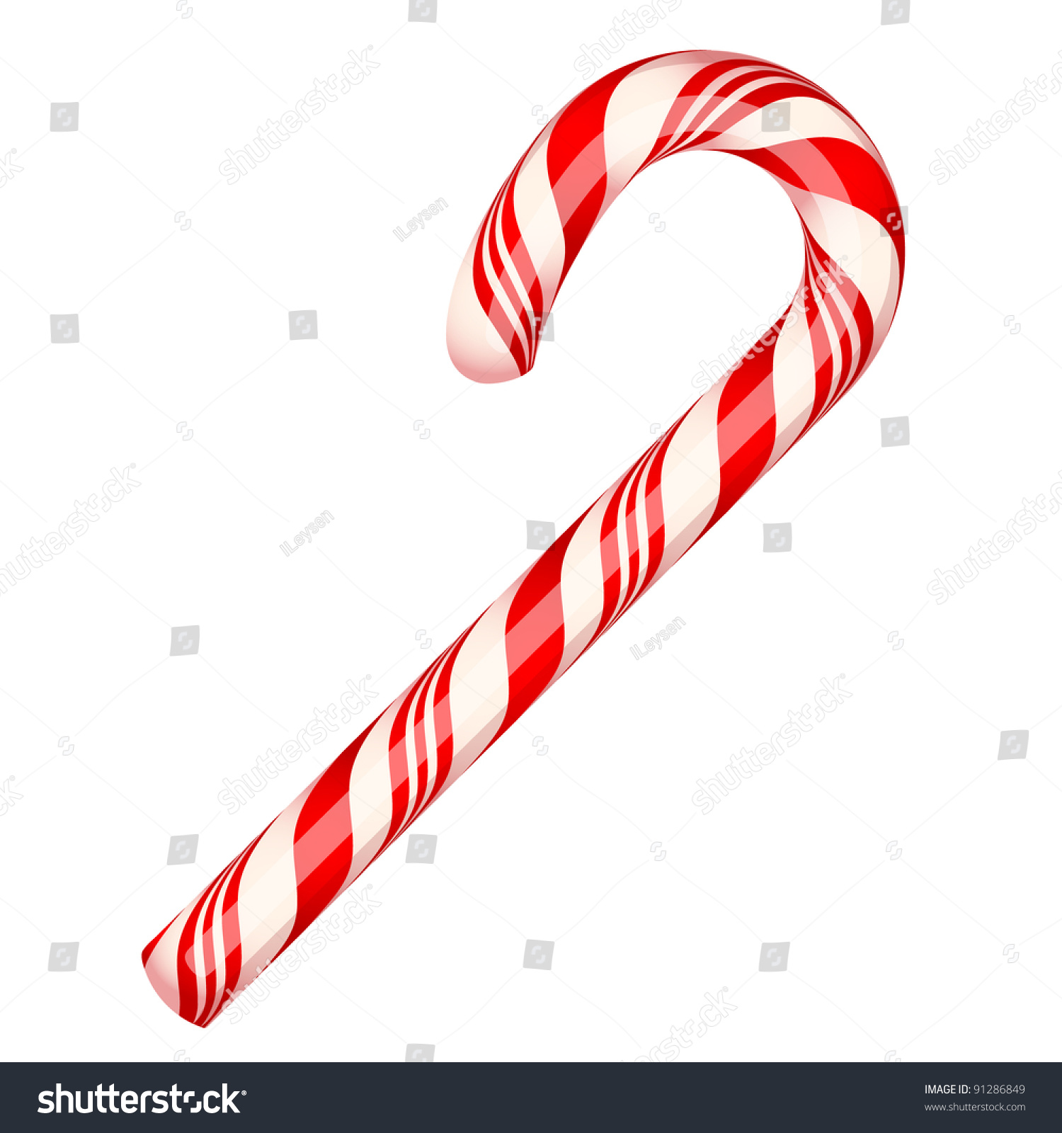 Candy Cane Isolated On White Stock Vector (Royalty Free) 91286849 ...