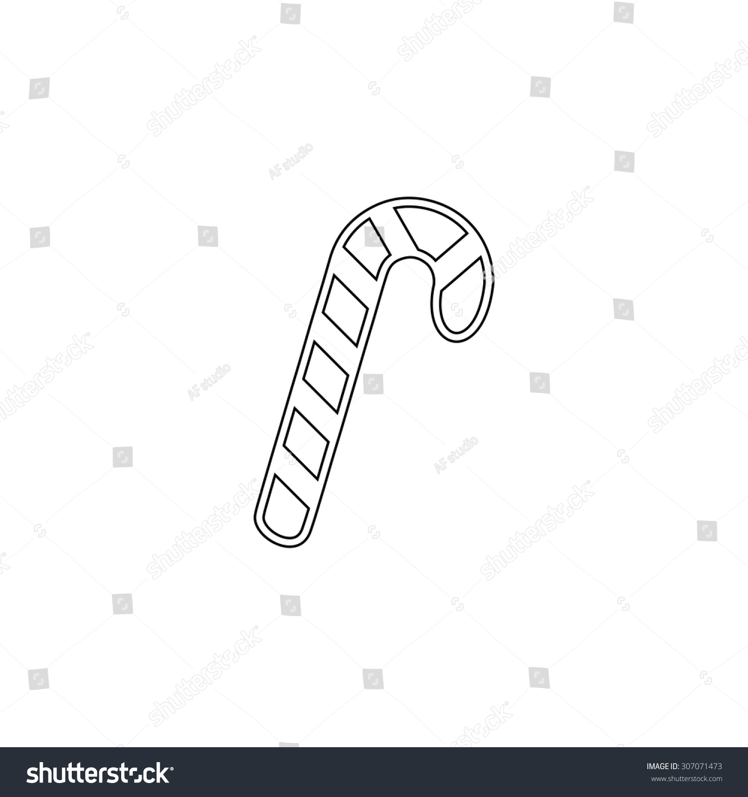 Candy Cane Outline Black Simple Vector: vector de stock (libre de ...