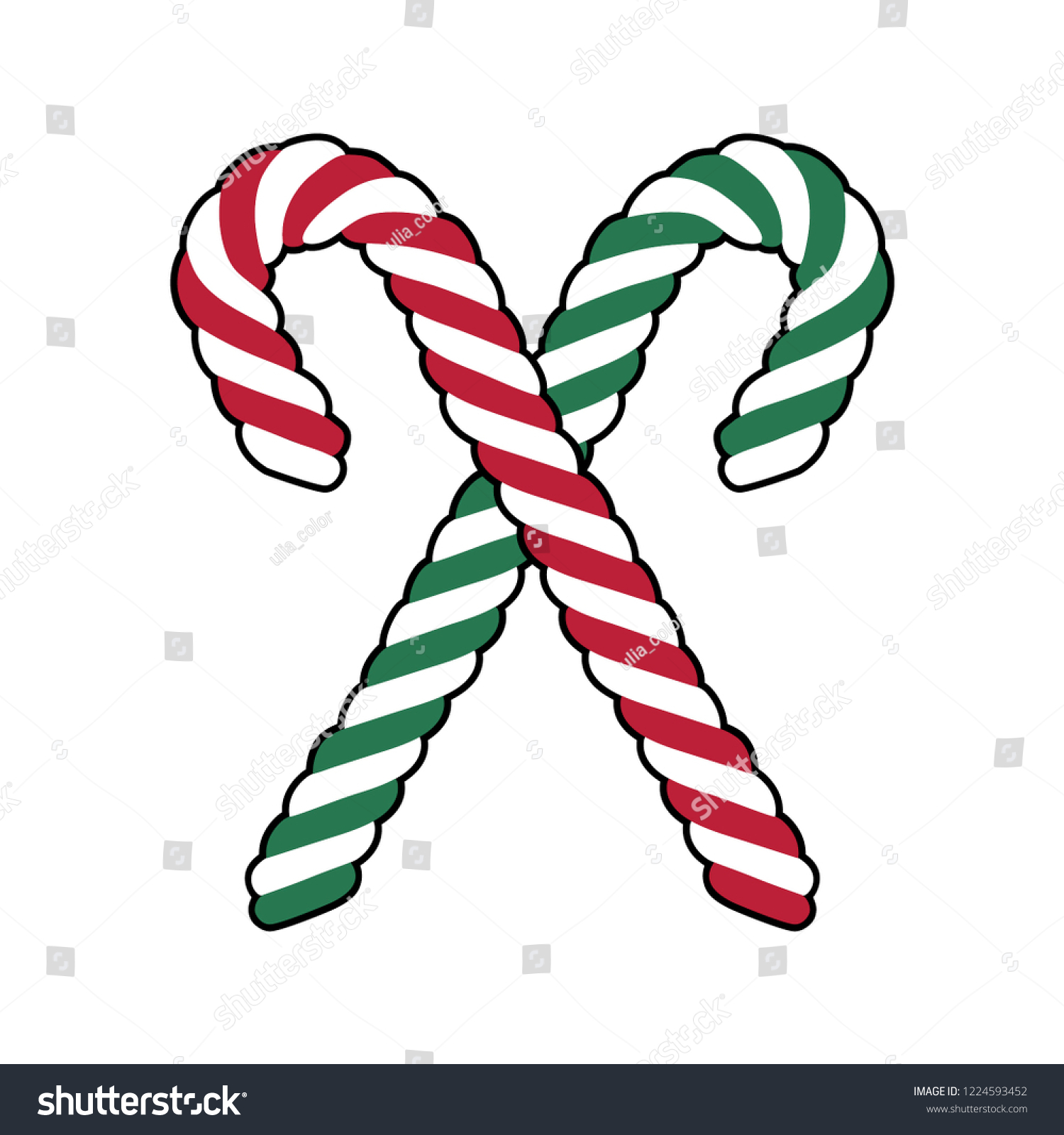 Candy Cane Vector Illustration Stock Vector (Royalty Free) 1224593452 ...