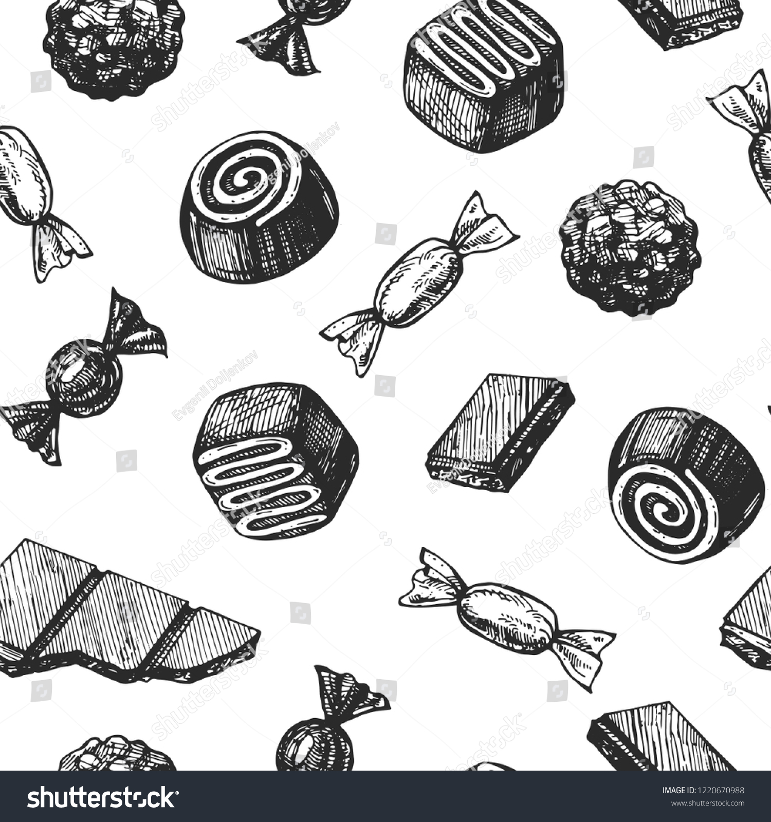 Candy Chocolate Seamless Pattern Transparent Background Stock Vector ...