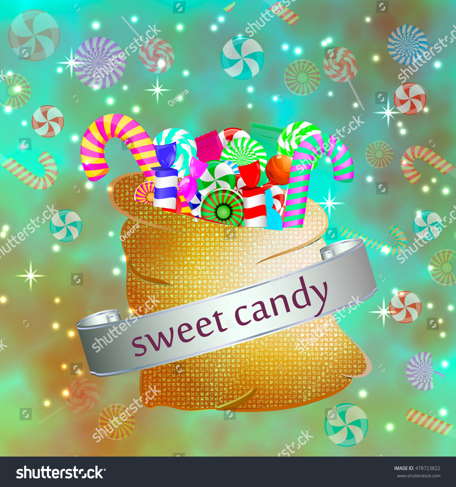 Candy Bag Background Sweets Stock Vector (Royalty Free) 478723822
