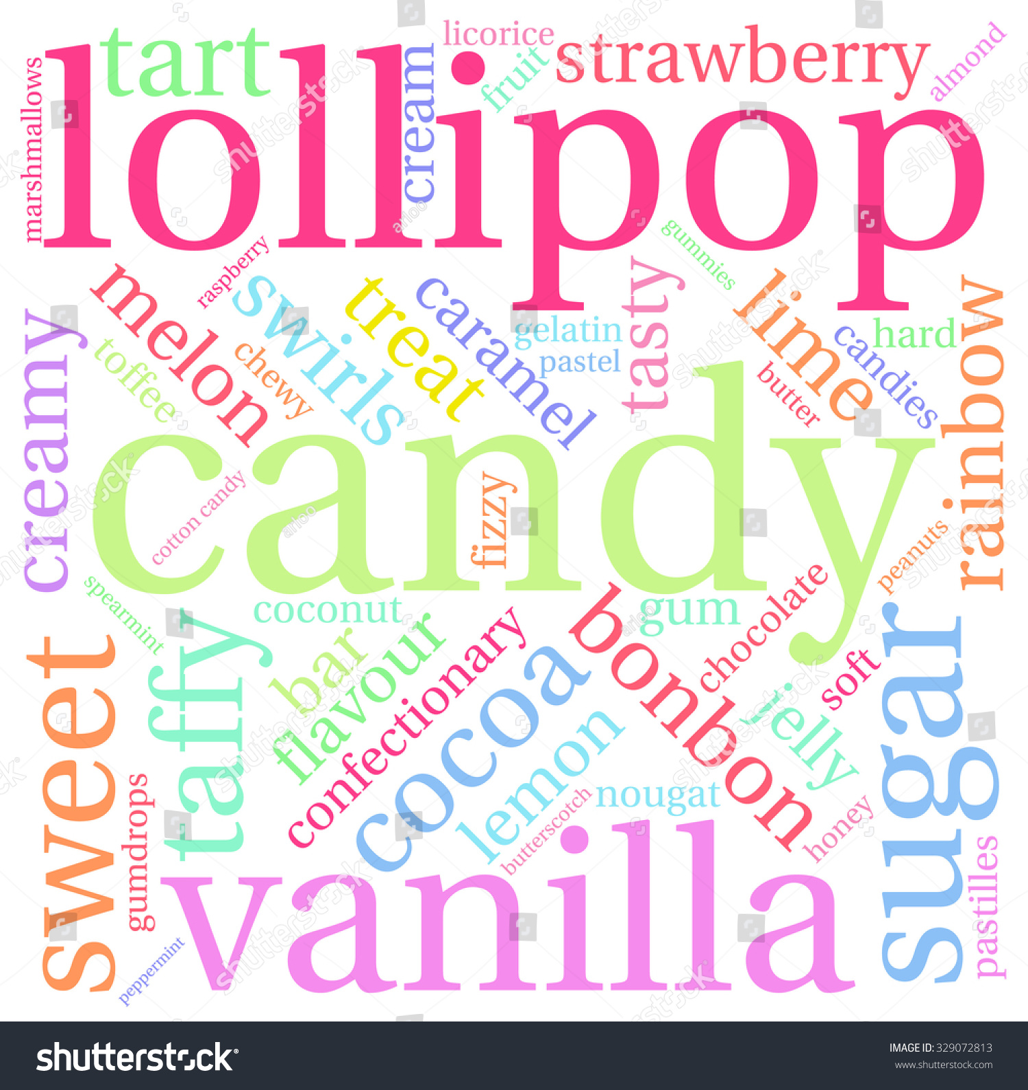Candy Word Cloud On White Background Stock Vector (Royalty Free ...