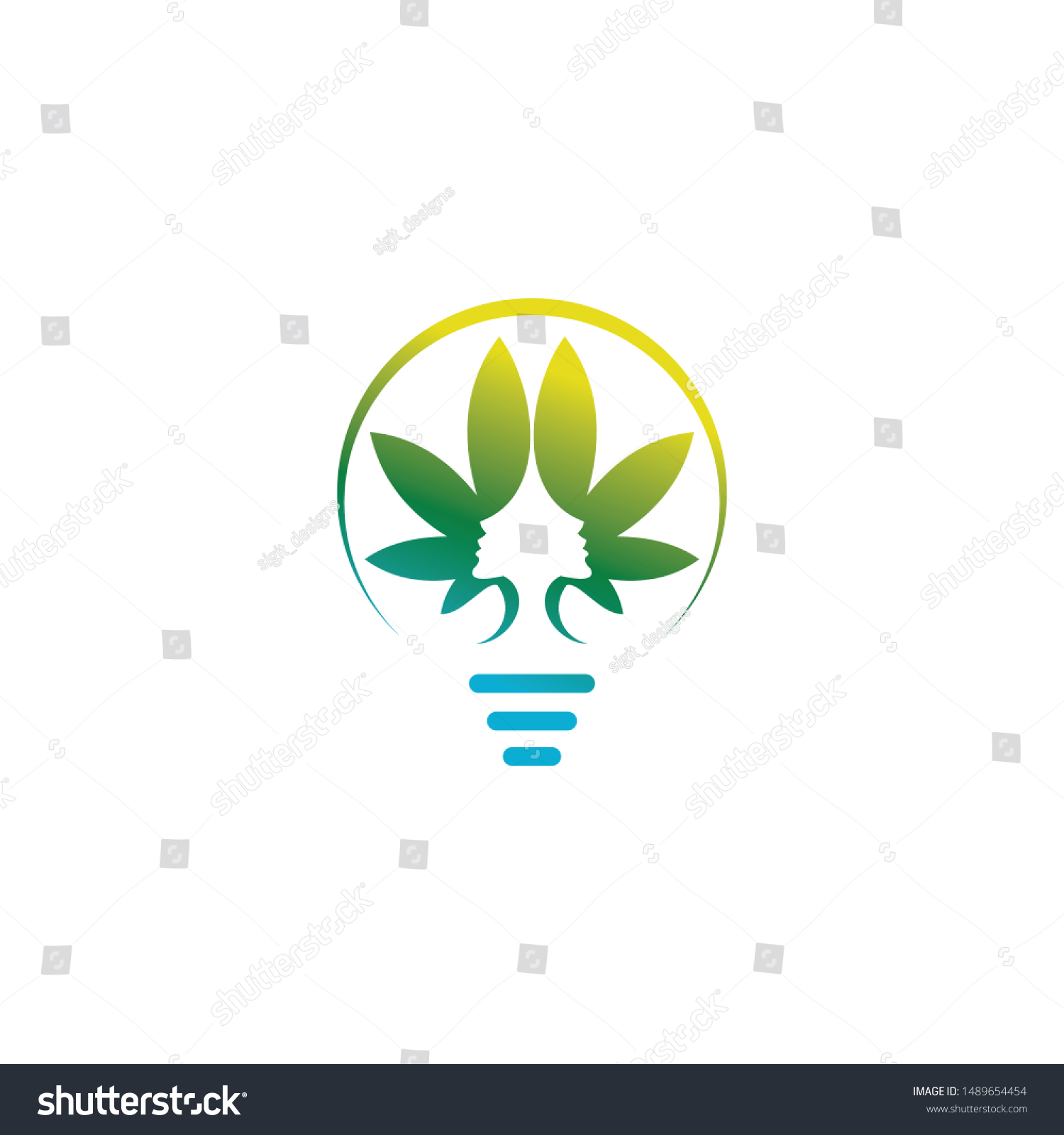 Cannabis Leaf Face Logo Template Stock Vector (Royalty Free) 1489654454 ...