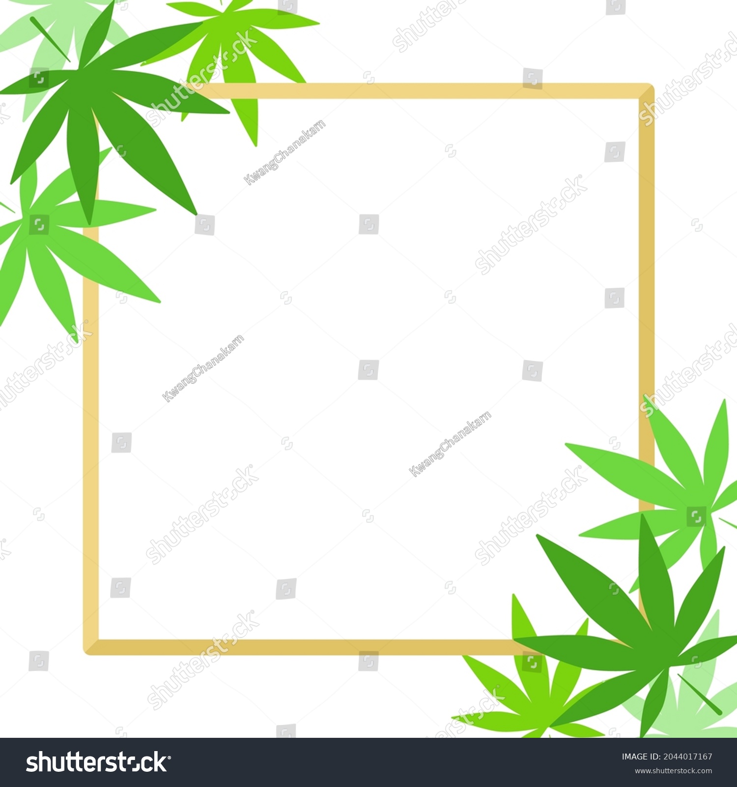 Cannabis Leaf Gold Frame Background Stock Vector (Royalty Free) 2044017167