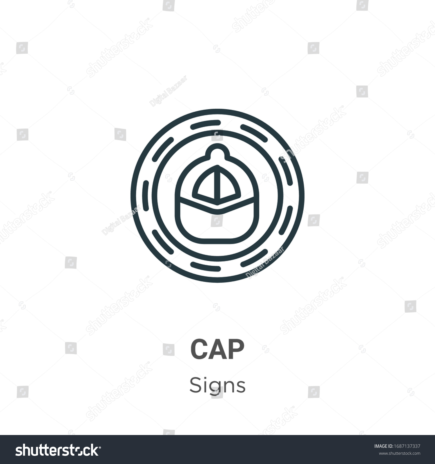 Cap Outline Vector Icon Thin Line Stock Vector (Royalty Free ...