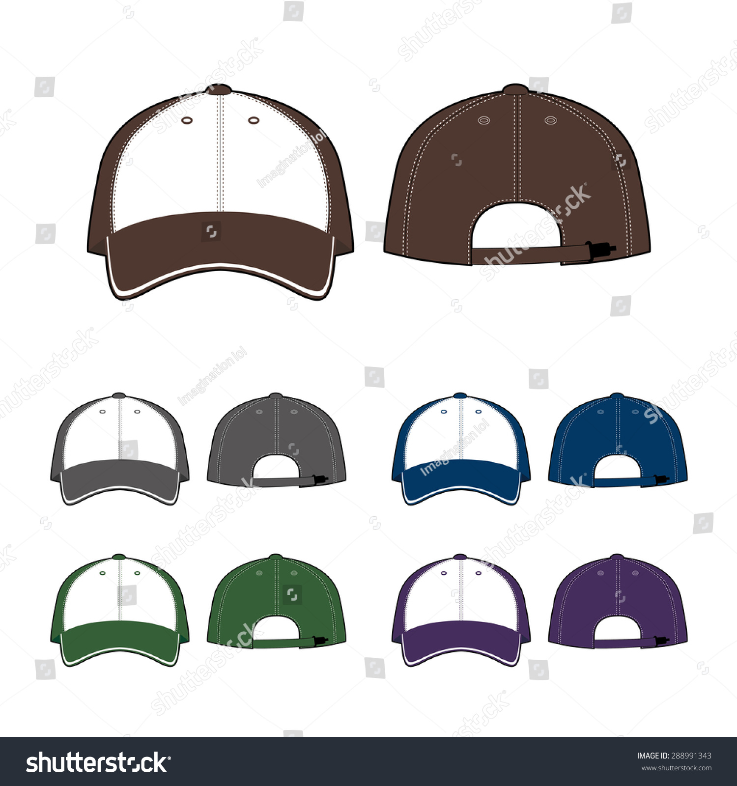 Cap Template Front Back View Vector Stock Vector (Royalty Free) 288991343