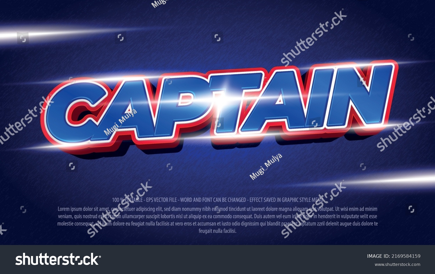 Captain America Bold 3d Style Editable Stock Vector (Royalty Free ...