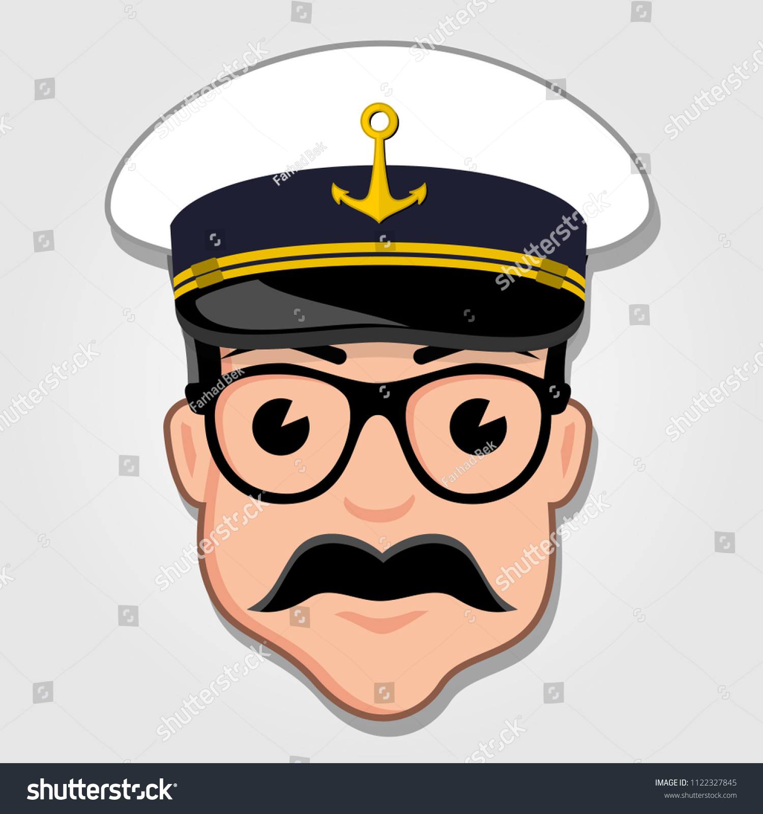 Captain Cartoon Face Vector Illustration Stock Vector (Royalty Free ...