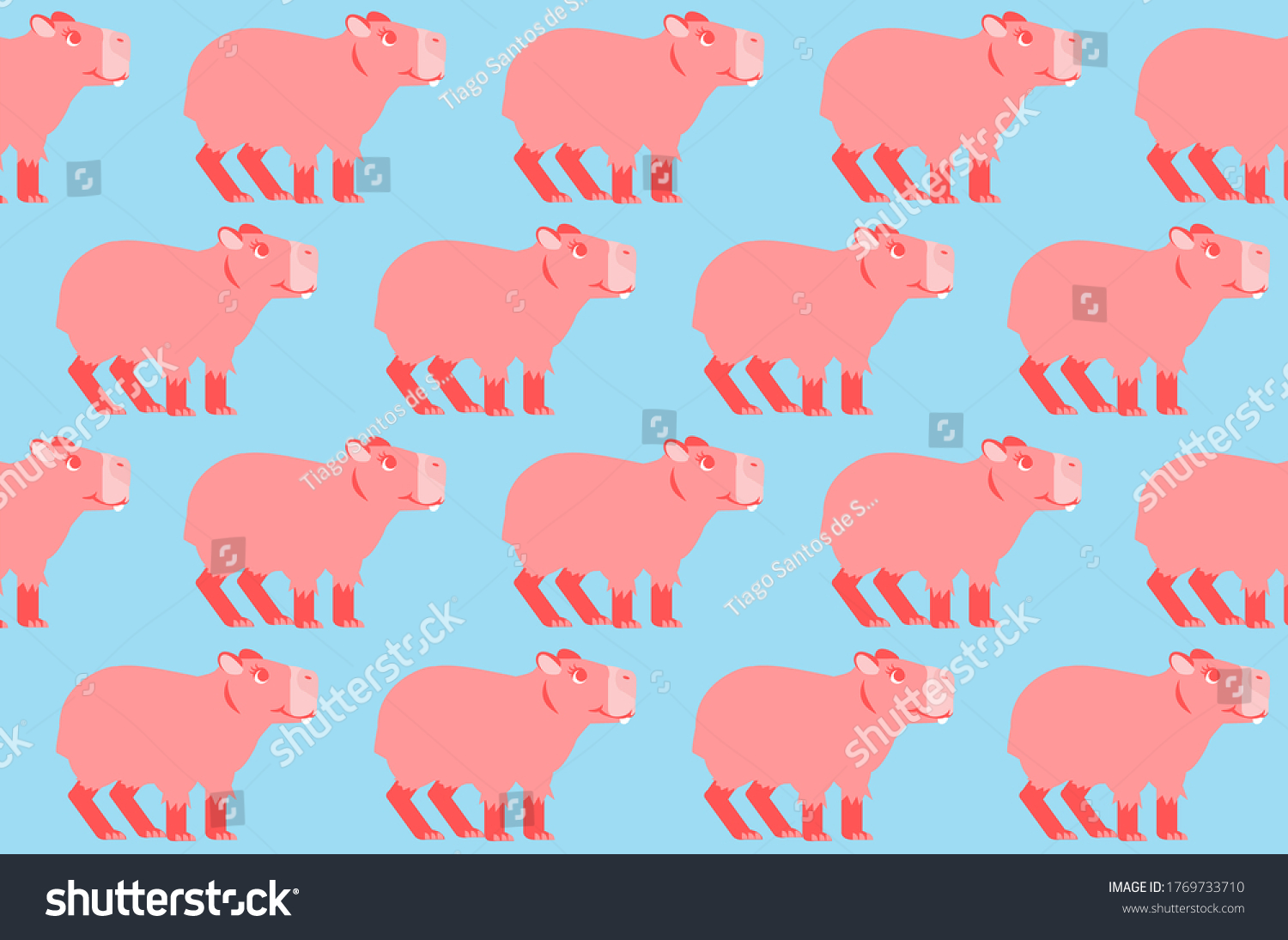 Capybara Seamless Pattern Vector Illustration Pink Stock Vector ...