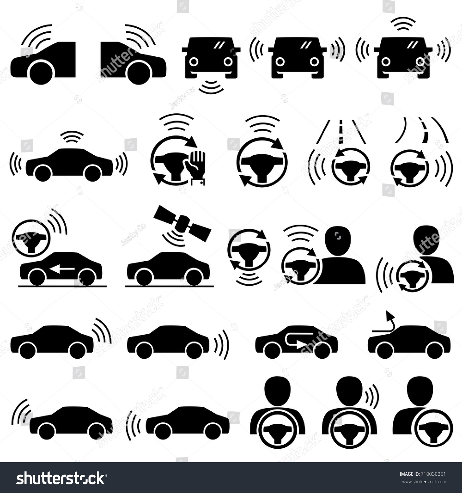 Car Accessory Navigation System Icons Outline Stock Vector (Royalty ...