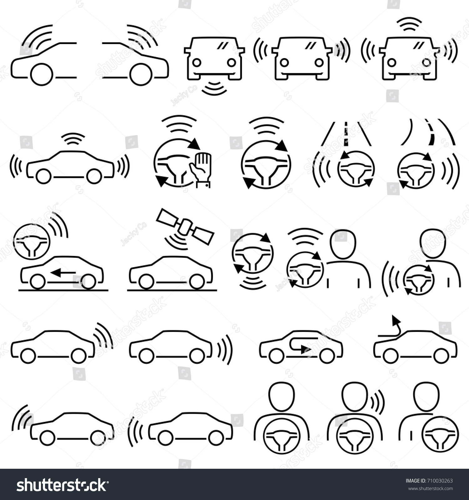 Car Accessory Navigation System Icons Outline Stock Vector (Royalty ...