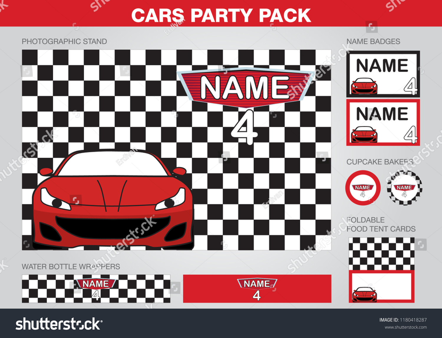 Car Birthday Party Package Set Stock Vector (Royalty Free) 1180418287