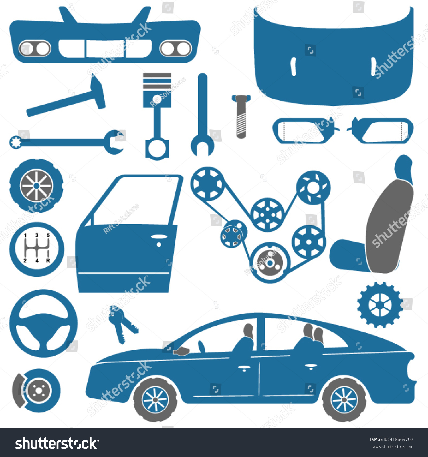 Car Body Icon Set Stock Vector (Royalty Free) 418669702