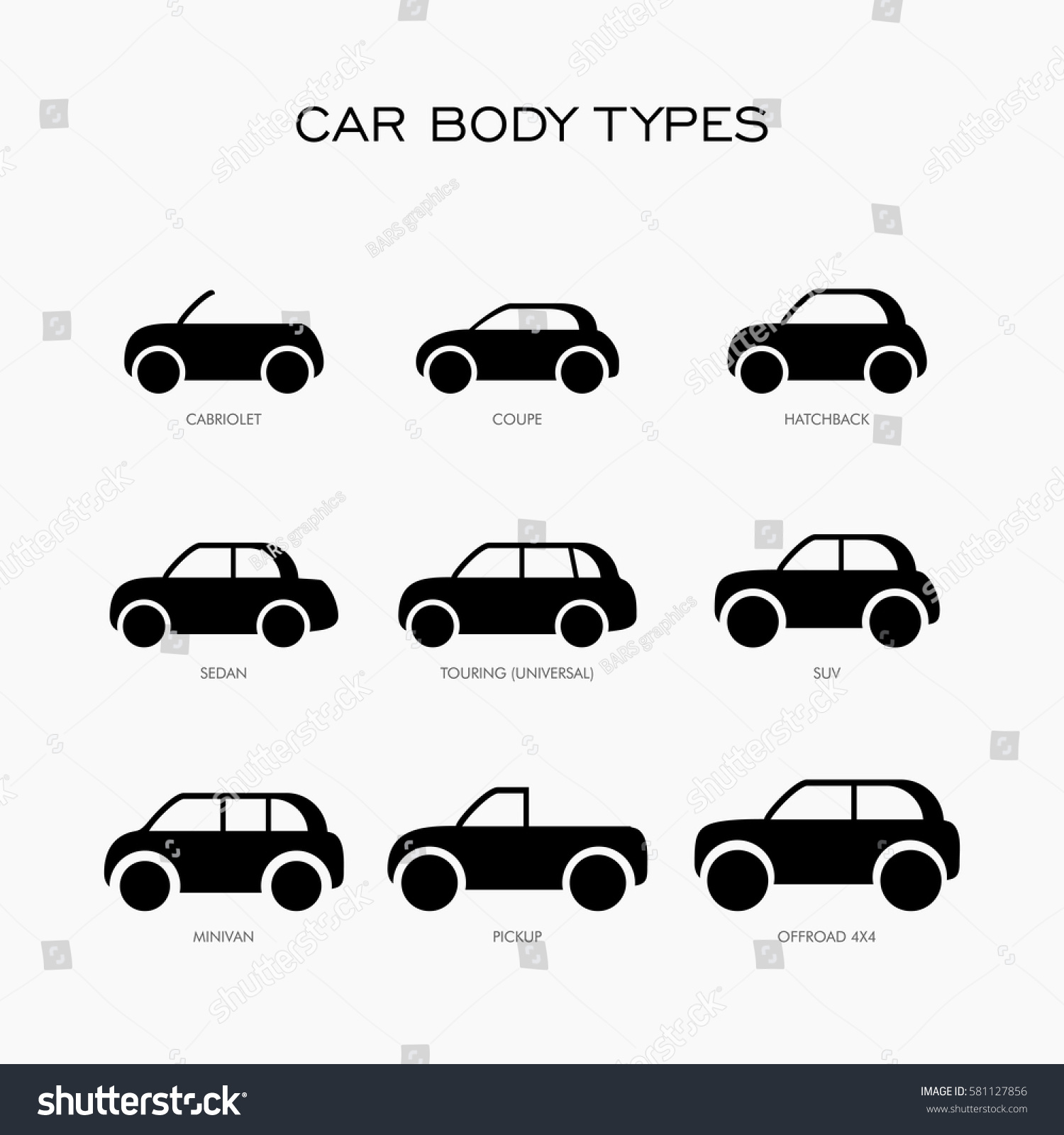 Car Body Type Vector Illustration Icon Stock Vector 581127856 ...