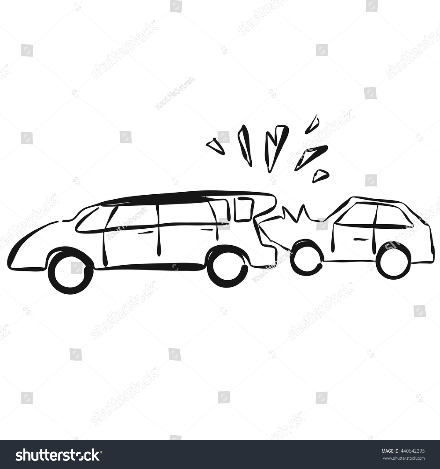 Vektor Stok Car Collision Vector Hand Drawn Sketch (Tanpa Royalti ...