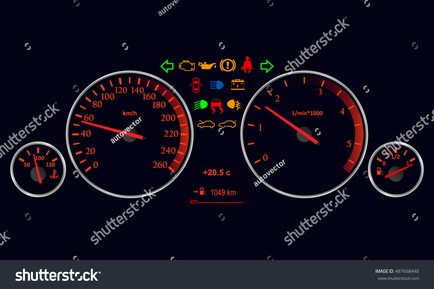 Car Dashboard Stock Vector (Royalty Free) 487668448
