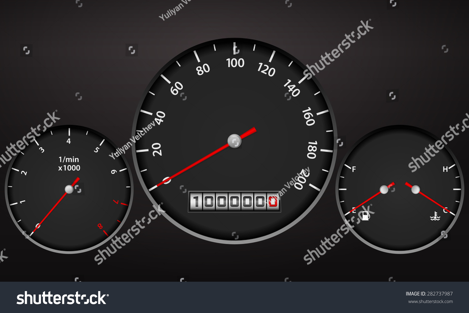 Car Dashboard Elements On Black Background Stock Vector (Royalty Free ...