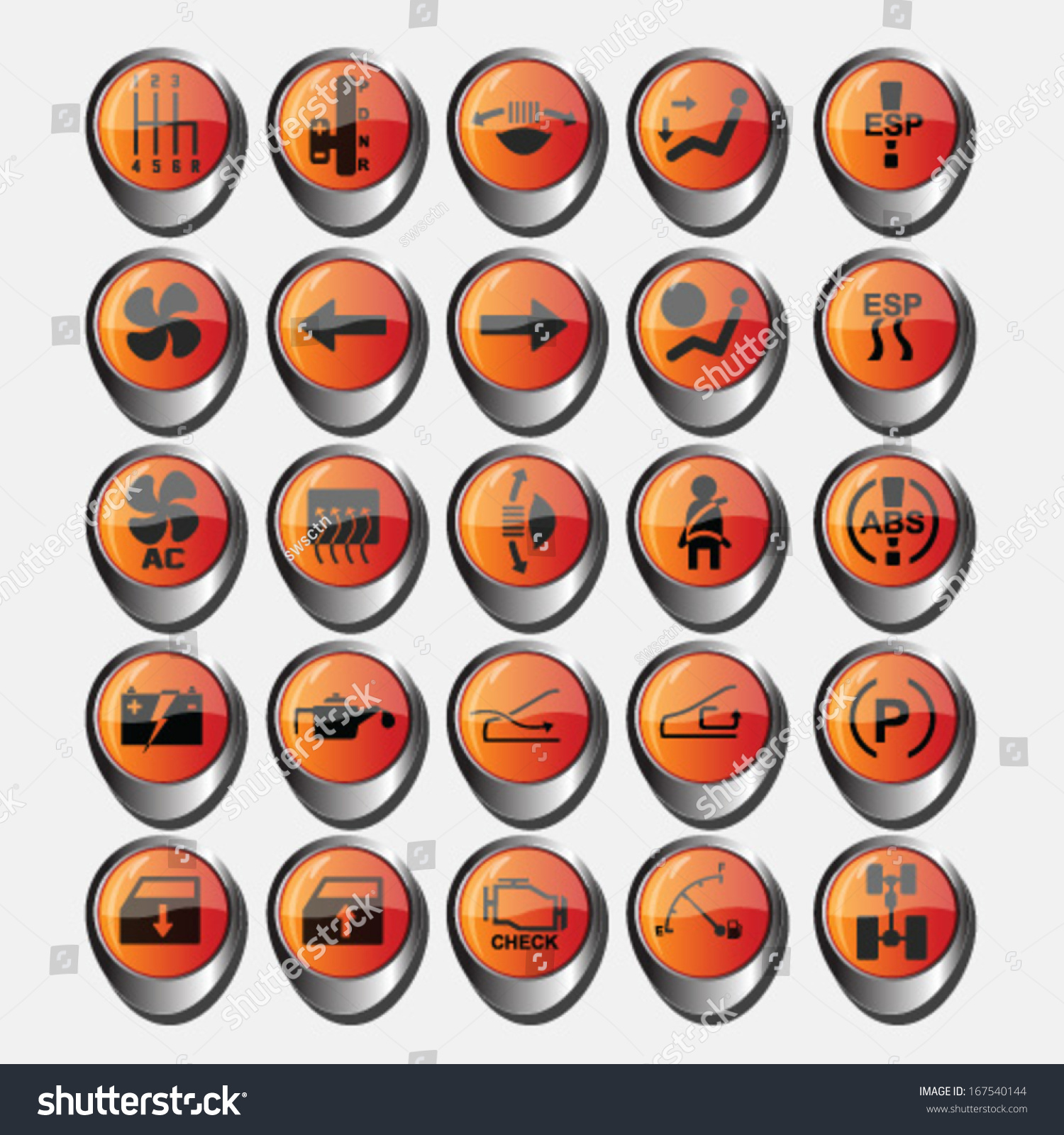 Car Dashboard Icons Stock Vector (Royalty Free) 167540144 | Shutterstock