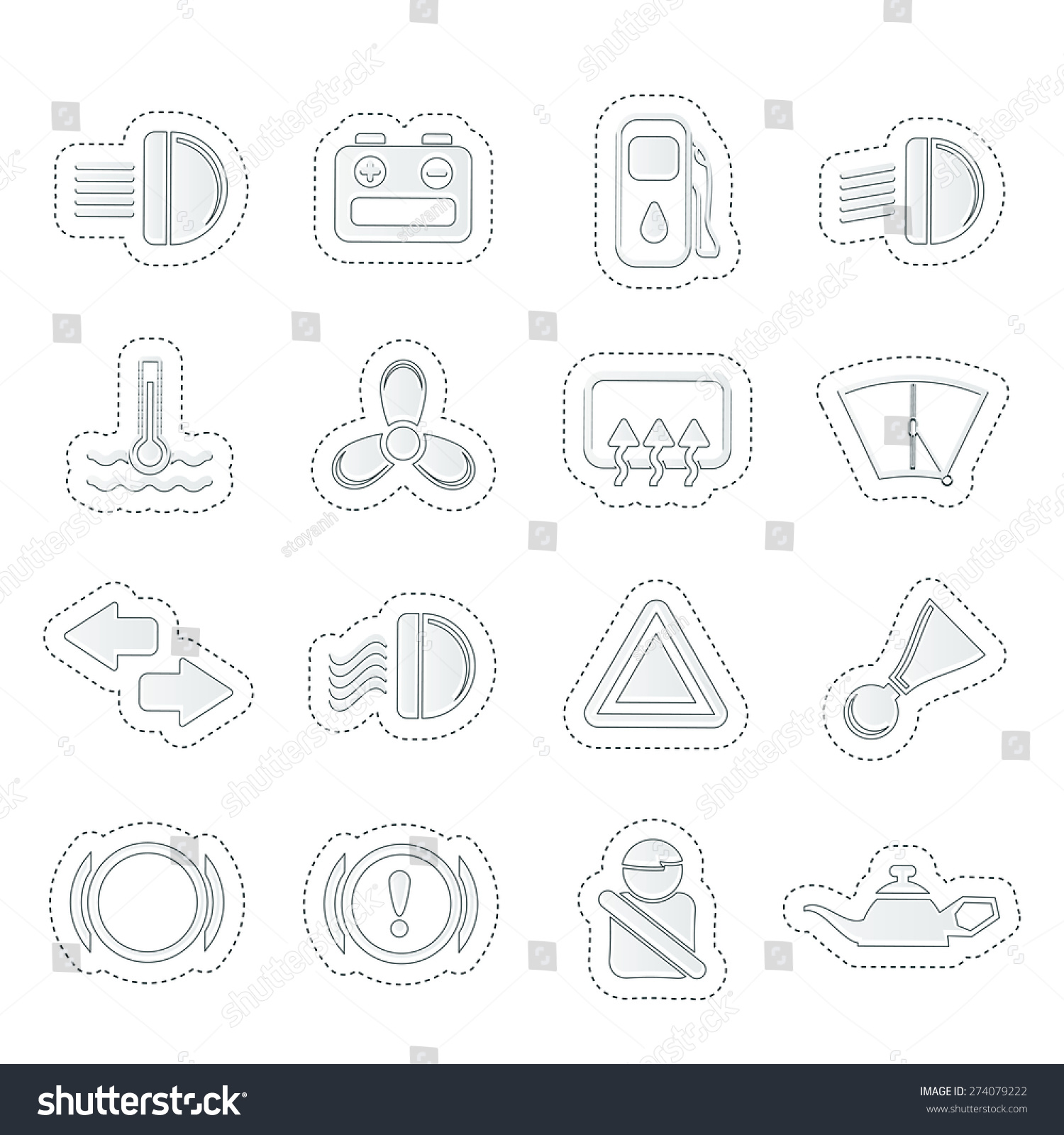 Car Dashboard Simple Vector Icons Set Stock Vector (Royalty Free ...